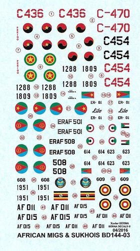 Berna Decals 14403 African Air Forces MiGs & Sukhois