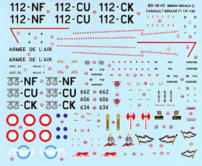 Berna Decals 48045 Dassault Mirage F.1 CR (3 schemes)