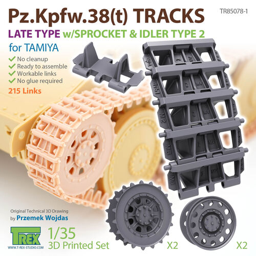 T-Rex Studio 85078-1 Pz.Kpfw.38(t) Tracks Late Type With Sprocket And Idler Type 2 For TAMIYA