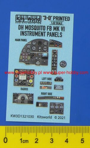 Kits World 3D1321030 de Havilland Mosquito FB Mk.VI 3D Full colour Instrument Panel (for Revell and Tamiya kits)