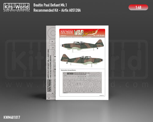 Kits World M481017 Boulton-Paul Defiant Mk.I wheels and canopy paint mask outside only (for Airfix 05128A kit)