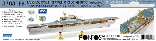 Pontos Model 37031FB USS Enterprise CV-6 1942 Advanced Detail Up Set (20B Deck Blue Stained Wooden Deck) (for Trumpeter 65302)