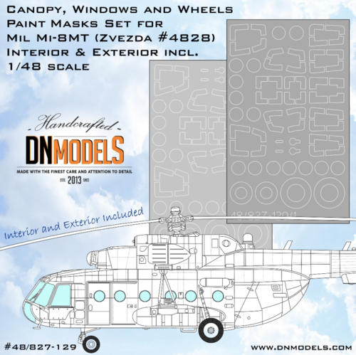 DN Models 48-827-129 Mil Mi-8MT Canopy, Windows and Wheels