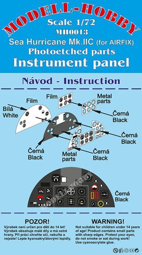 MH Models K72913 Hawker Sea Hurricane Mk.IIC Photoetched parts instrument panel for Airfix ex Modell-Hobby