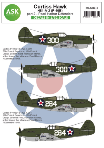 Art Scale Kit D32016 Curtiss H81-A-2 part 2 - Pearl Harbor Defenders