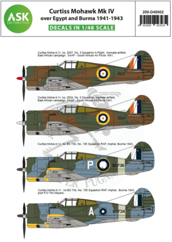Art Scale Kit D48002 Curtiss Mohawk IV over Egypt and Burma 1941-1943