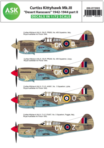 Art Scale Kit D72005 Curtiss Kittyhawk Mk.III "Desert Harassers" North Africa / Italy 1942-1944 part II