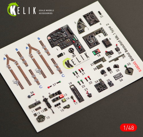KELIK K48045 Bristol Beaufort Mk.1 type 2 interior 3D decals for ICM kit