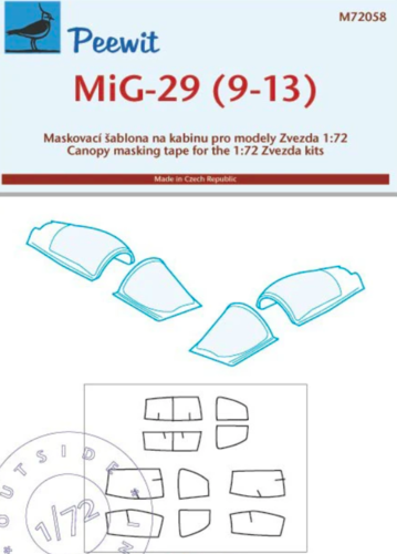 Peewit 72058 Canopy mask for MiG-29 9-13 Zvezda