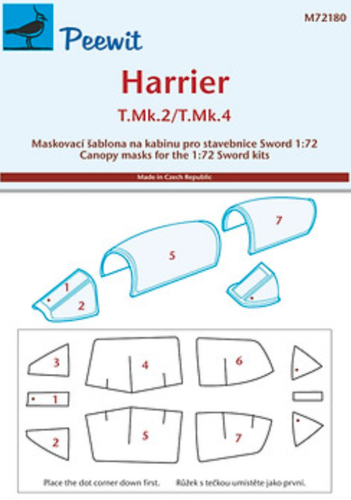 Peewit 72180 Canopy mask for Harrier T.Mk.2/ T.Mk.4 Sword
