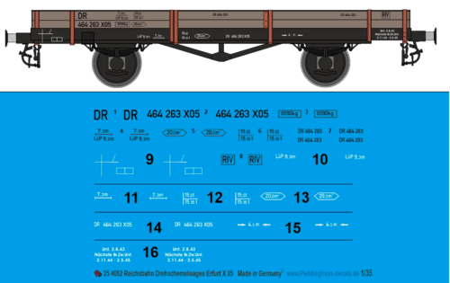 Peddinghaus-Decals 4062 Reichsbahn turntable wagon Erfurt X 05