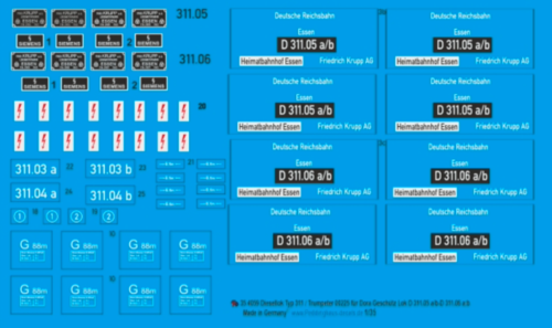 Peddinghaus-Decals 4059 Diesellok Typ D 311 / Trumpeter 00225 Dora Lok D 311.05 a/b-D31106a/b