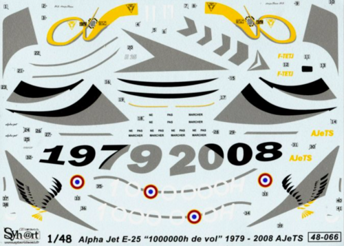 Syhart Decal 48-066 Alpha Jet E25 "1000000 heures de vol" 2008 AJeTS