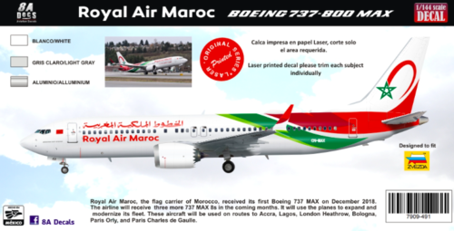 8aDecs 7909-499-144 Royal Air Maroc 737 Max 8 Special