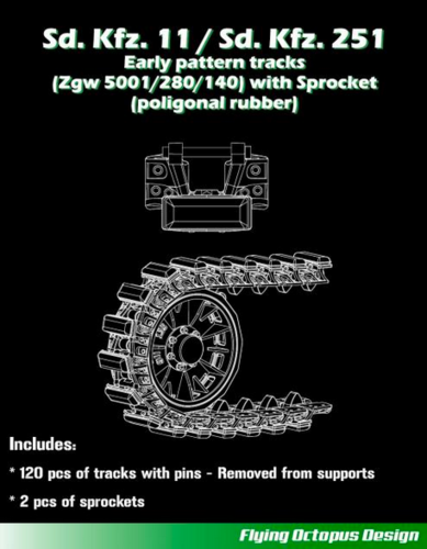 SBS Model 3D009 Sd.Kfz.251 Early Pattern tracks + sprocket poligonal