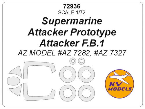 KV Models 72936 Supermarine Attacker Prototype, Attacker F.B.1 (AZ MODEL #AZ 7282, #AZ 7327) + wheels masks