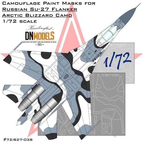 DN Models 72-827-038 Su-27 Arctic Blizzard Flanker Camouflage Paint Masks