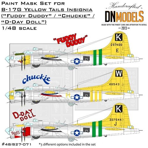DN Models 48-827-071 B-17G Flying Fortress Yellow Tails Insignia Paint Mask Set