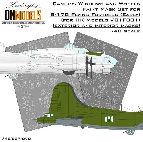 DN Models 48-827-070 B-17G Flying Fortress (Early) Canopy, Windows And Wheels Paint Mask Set