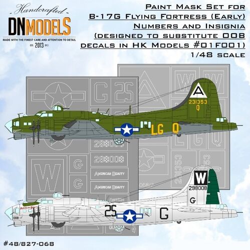 DN Models 48-827-068 B-17G Flying Fortress (Early) Numbers And Insignia Paint Mask Set