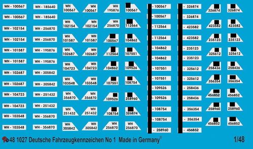 Peddinghaus-Decals 1027 German Number Plates