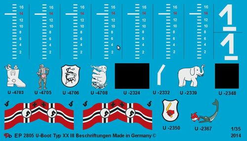 Peddinghaus-Decals 2805 Markings For The German Submarine Type XX III