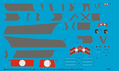 Peddinghaus-Decals 3490 German Heavy Cruiser Prinz Eugen With Body Camo 22. February 1942 In The Atlantic