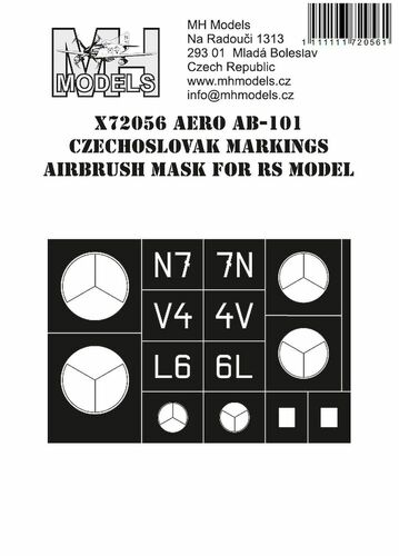 MH Models X72056 Aero Ab-101 Czechoslovak markings airbrush mask