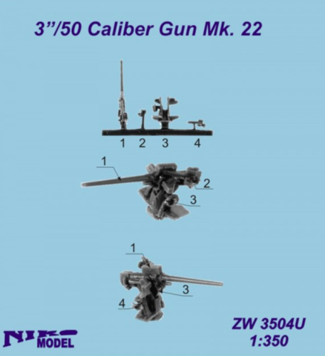NIKO MODEL ZW3504U 3”/50 Caliber Gun Mk. 22 4 to a pack