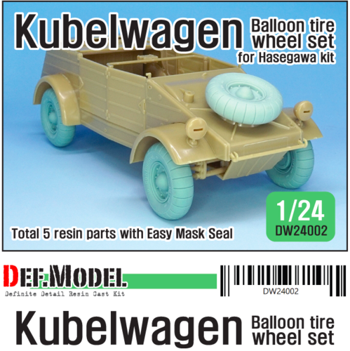 DEF Model DW24002 WW2 Kubelwagen Balloon tire wheel set