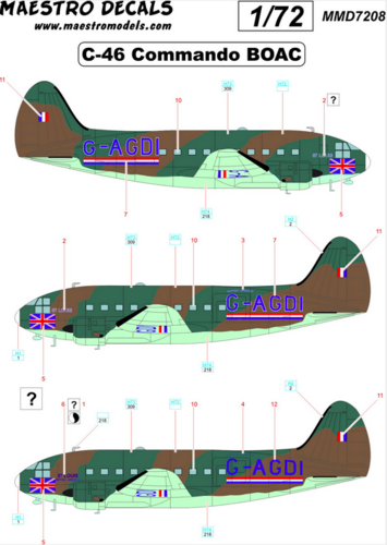 Maestro Models D7208 Commando decals BOAC
