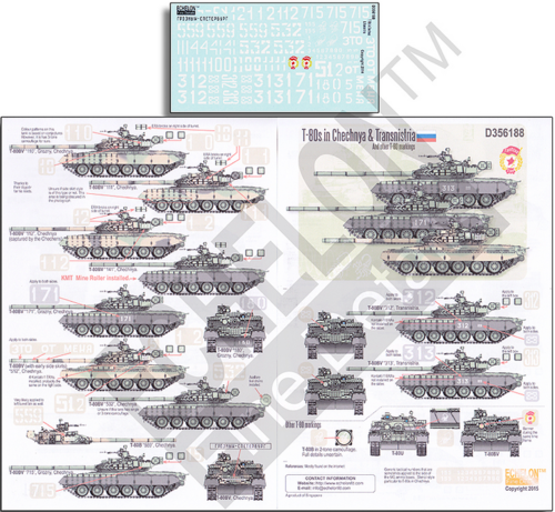 Echelon Fine Details D356188 T-80BV in Chechnya and Transnistria