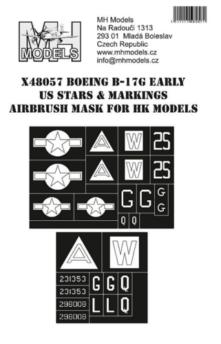 MH Models X48057 Boeing B-17G Early US stars & Markings airbrush mask