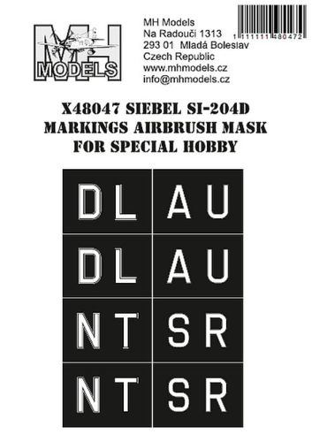 MH Models X48047 Siebel Si-204D Markings airbrush mask