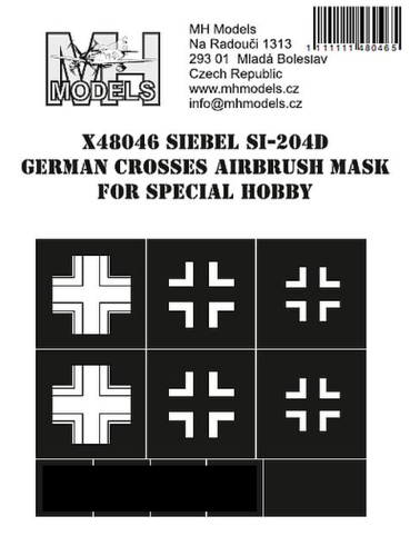 MH Models X48046 Siebel Si-204D German Crosses airbrush mask
