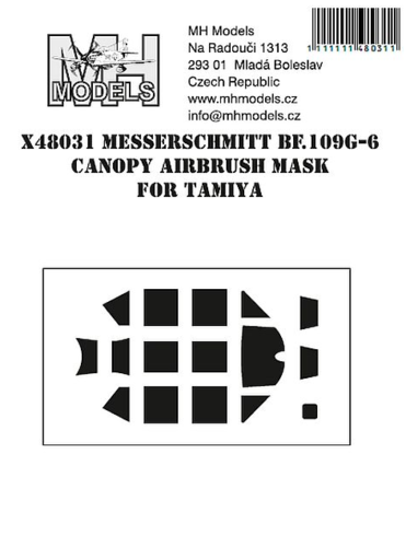 MH Models X48031 Messerschmitt Bf.109G-6 canopy airbrush mask