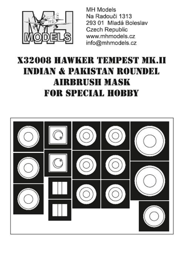 MH Models X32008 Hawker Tempest Mk.II Indian and Pakistan roundel airbrush mask