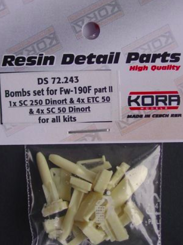 Kora Models DS72243 Bombs set for Fw-190F part II - 1x SC 250 Dinort & 4xETC 50 & 4xSC 50 Dinort