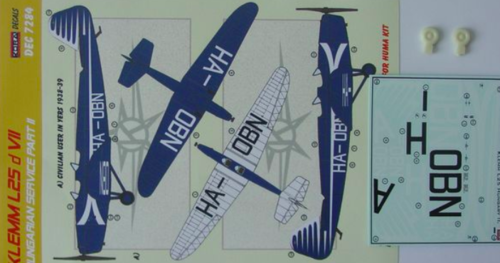 Kora Models Dec7284 Klemm Kl 25 d VII Hungaria part II