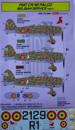 Kora Models Dec72340 FIAT CR.42 Falco Belgian service part I.