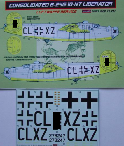 Kora Models Dec72211 Consolidated B-24G Luftwaffe