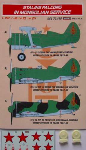 Kora Models Dec72198 Stalins Falcons in Mongolian Hands - I-152,I-16 Tip 10,I-16 Tip 24