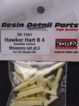 Kora Models DS7291 Hawker Hart B 4 -Swedish-Weapons set III