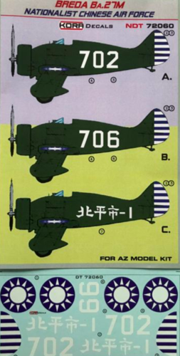 Kora Models NDT72060 Breda Ba.27 M Nationalist Chinese AF