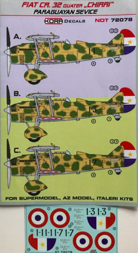 Kora Models NDT72078 Fiat CR.32 Quater "CHIRRI" Paraguayan service