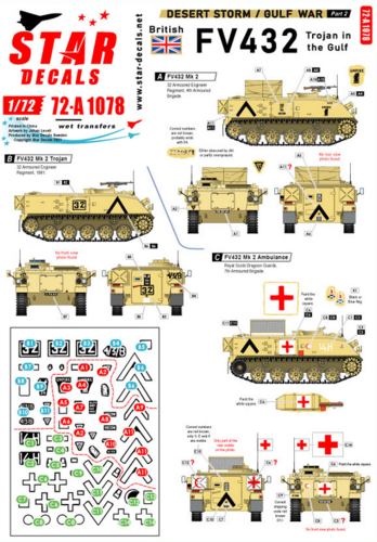 Star-Decals 72-A1078 Desert Storm 2. British FV432 in the Gulf 1990-91.