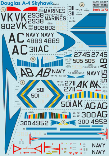 Print Scale 72-367 Douglas A4 Skyhawk. Part 1 In the complete set 1,5 sheets