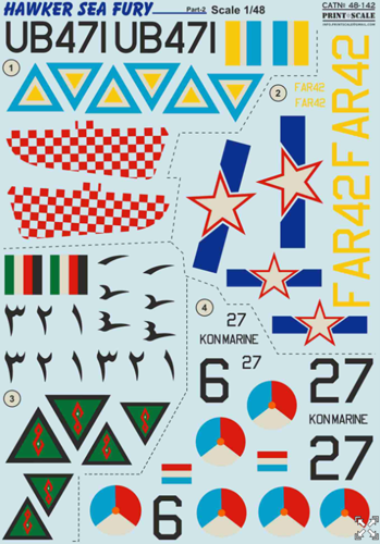 Print Scale 48-142 Hawker Sea Fury Part 2 The complete set 1,5 leaf