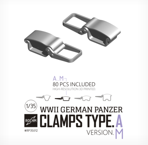 Rochm Model RP35012 WWII German Panzer Clamps Type.A Ver.M (80 PCS)