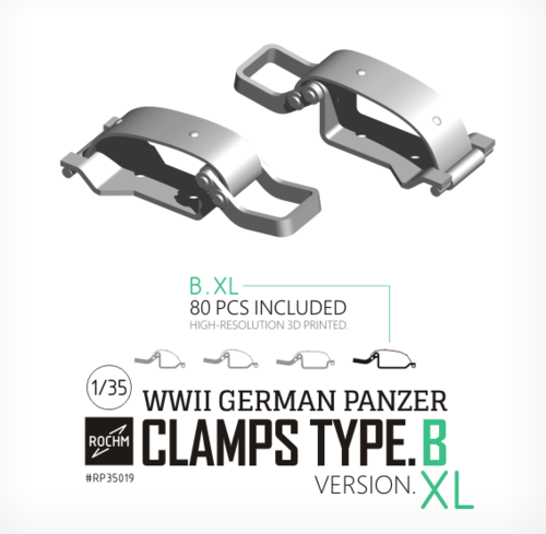 Rochm Model RP35019 WWII German Panzer Clamps Type.B Ver.XL (80 PCS)